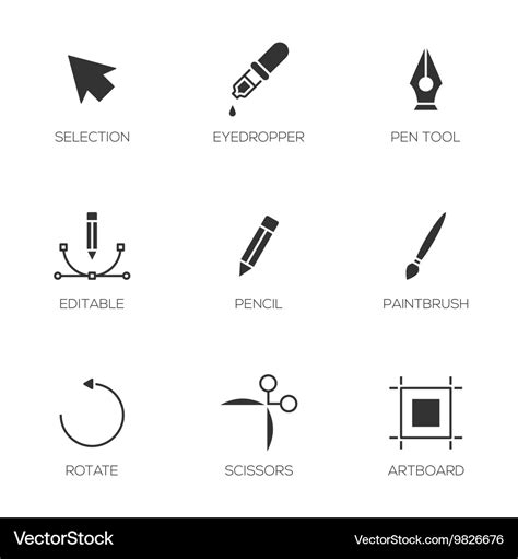 Graphic Designer Tools Icons Royalty Free Vector Image