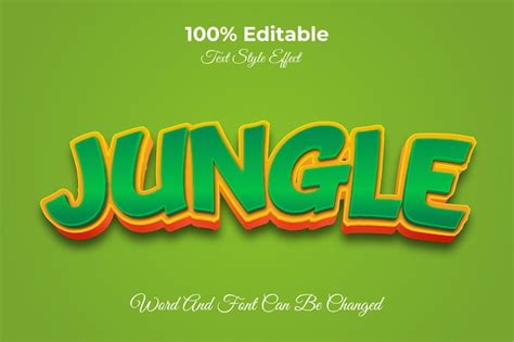 정글 편집 가능한 텍스트 효과 템플릿 프리미엄 벡터