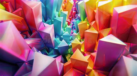 Dynamic Composition Of Colorful 3d Geometric Shapes In Motion Generative Ai Stock Illustration