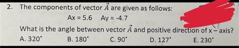 Solved The Components Of Vector A Are Given As Follows Chegg