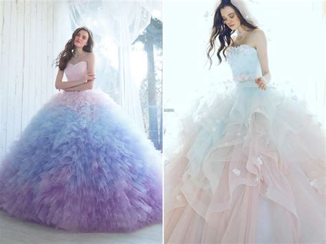 27 Princess Worthy Wedding Dresses Featuring Pastel Color Combinations