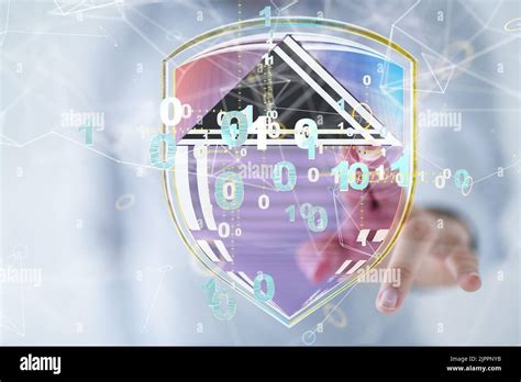 A Hand Touching The Cybersecurity Model Of Digital Network Systems