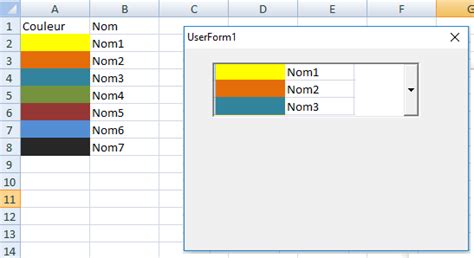 Afficher Zone Contenant Des Couleurs Dans Listbox Ou Combobox Macros