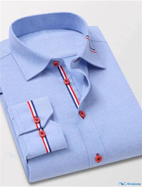 Orcajump Mens Solid Color Turndown Collar Button Down Shirt Dress Fo Turndown Collar Mens