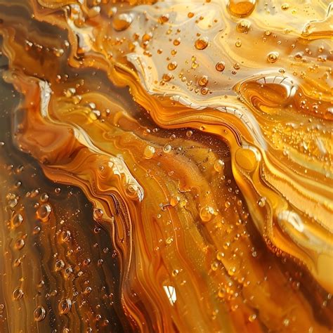 Golden Amber Liquid With Smooth Flowing Texture And Sparkling