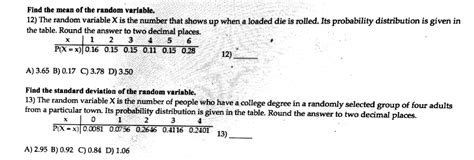 Solved The Random Variable X Is The Number That Shows Up
