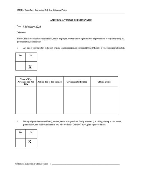 Appx3 Vendor Questionnaire Pdf