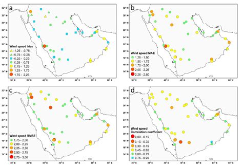 Wind Speed Evaluation Map For A Mean Bias Error Mbe B Mean