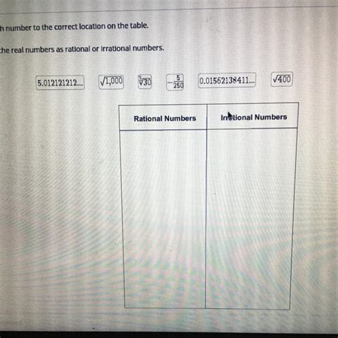 Drag Each Number To The Correct Location On The Table Classify The