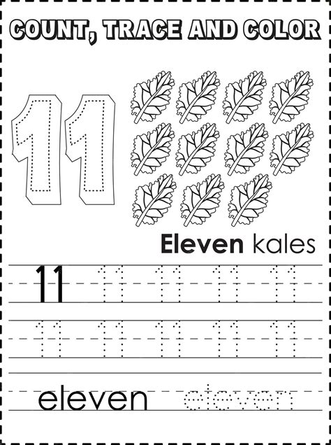 Number 11 Coloring Pages For Preschoolers