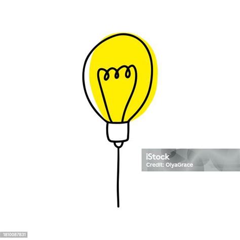 낙서 전구 광선이 빛나고 얇은 선입니다 텅스텐 나선으로 손으로 그린 얇은 선 전구 얇은 라인 아트에서 밝은 빛 전구입니다 개념 창의성 영감 발명 아이디어 생각 0명에 대한