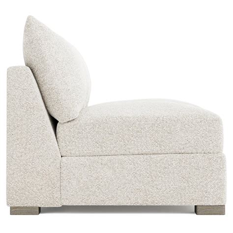 Helena Fabric Armless Loveseat Without Pillows Wood Foot