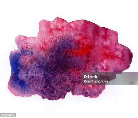 밝은 페인트 핑크 바이올렛 및 블루 수채화 스플래시는 흰색 배경에 격리되어 있습니다 손으로 그린 질감 0명에 대한 스톡 벡터