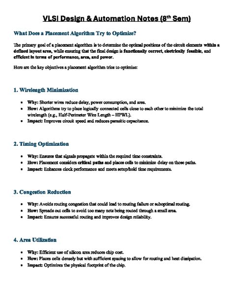 Vlsi Design Automation Notes 8th Sem Placement Algorithm