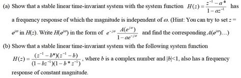 Solved A A Show That A Stable Linear Time Invariant Chegg