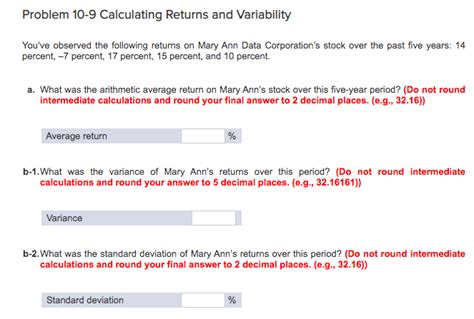 Solved Problem 10 9 Calculating Returns And Variability Chegg Com