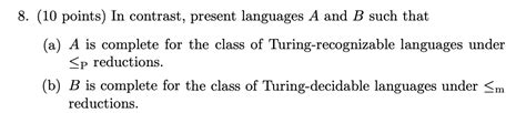Solved 8 10 Points In Contrast Present Languages A And B