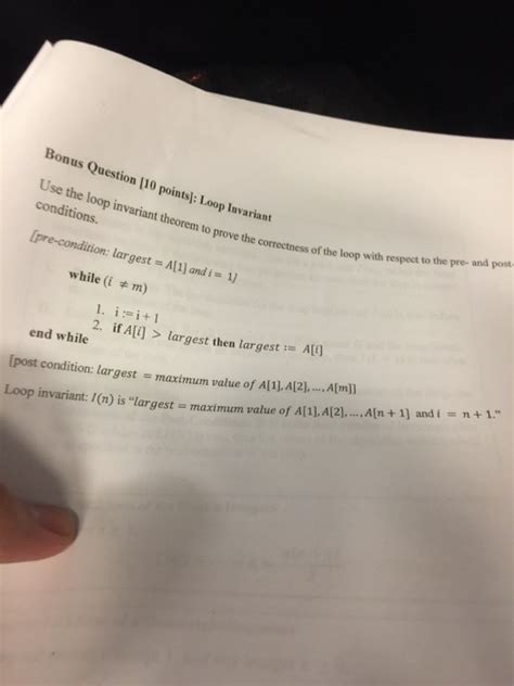Solved Bonus Question 10 Pointsl Loop Invariant Use The