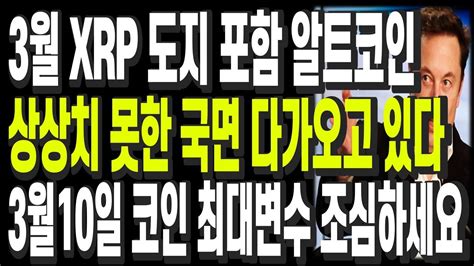 비트코인 리플 도지코인 이더리움 3월 Xrp 도지 포함 알트코인 상상치 못한 국면 다가오고 있다 3월10일 코인 최대변수