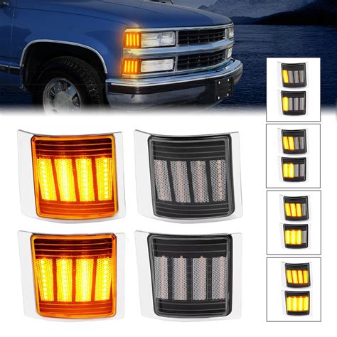 Sequential Led Corner Side Marker Lights Lamp For Chevy Ck 1500 2500