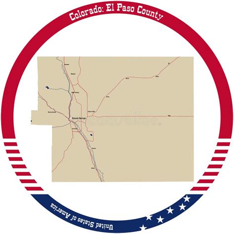 Map Of El Paso County In Colorado Usa Stock Vector Illustration Of