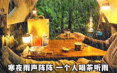 深山床车露营，夜晚下着雨，窝在车里喝茶取暖听雨声 户外高手show 户外高手show 哔哩哔哩视频