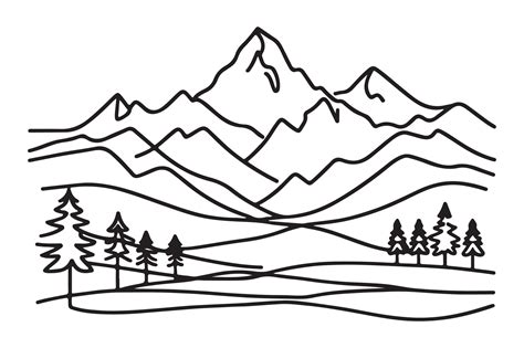 One Continuous Line Landscape Drawing 50273805 Vector Art At Vecteezy