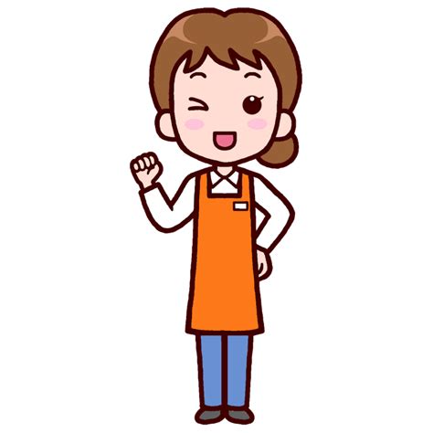 立ちポーズ5カラー販売店員・女性販売・ビジネス無料イラスト素材