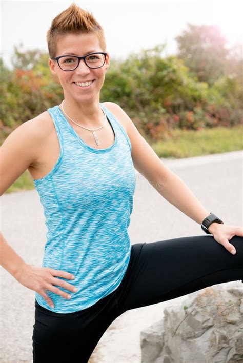 Woman With Pixie After Workout Stock Image Image Of Brunette Female