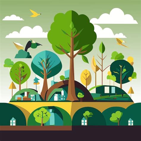 Premium Vector Flat Design Collection Tree Planting Vector Art