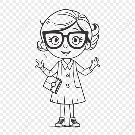 책 색칠 페이지 개요 스케치 드로잉을 들고 안경에 젊은 여자 벡터개요 예술선 그리기 Png 일러스트 무료 다운로드 Lovepik