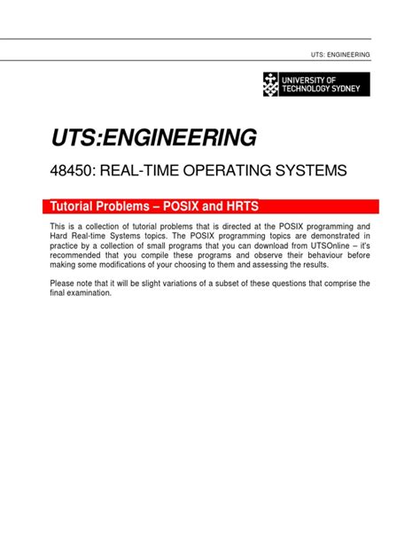 Real Time Operating Systems Posix And Hrts Tutorial Problems Pdf