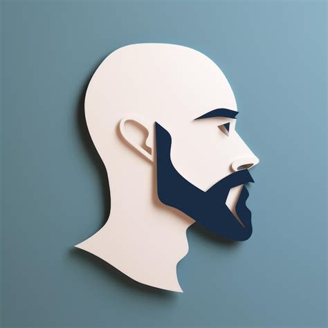 Premium Photo Stylized Profile Of A Bearded Male On Blue Background