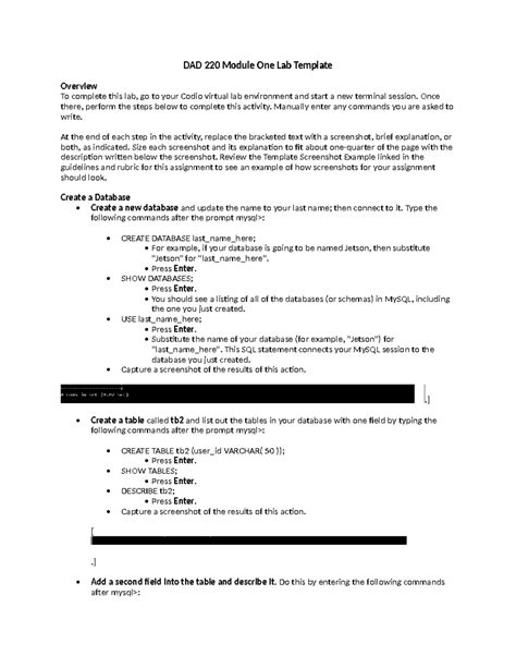 Dad 220 Module One Lab Wk1 Once There Perform The Steps Below To