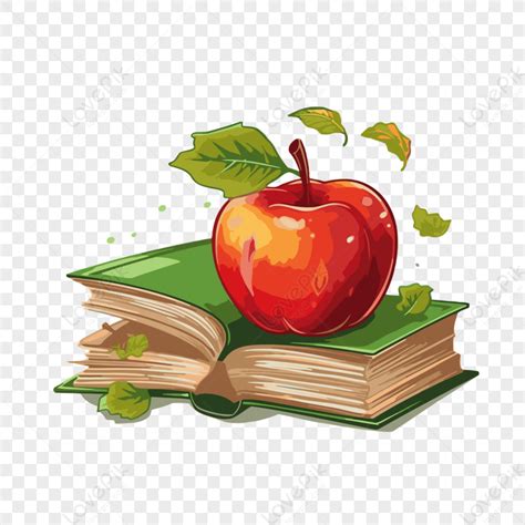 사과와 책 벡터만화상표클립 아트 Png 일러스트 무료 다운로드 Lovepik