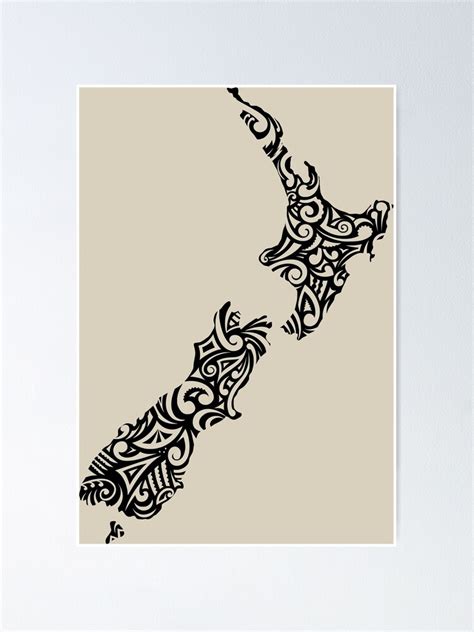 Stylised Map Of New Zealand Koru Pattern Poster For Sale By Kiwidom Redbubble
