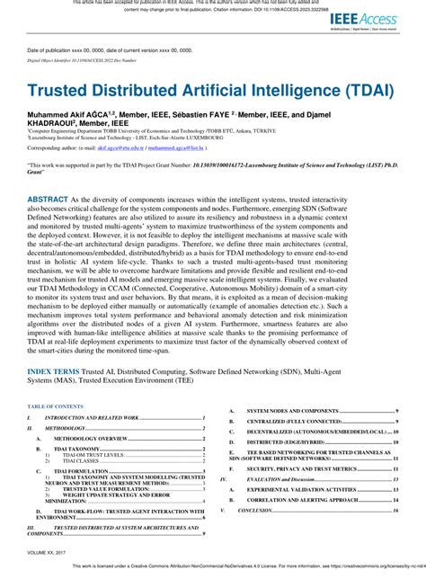 Pdf Trusted Distributed Artificial Intelligence Tdai
