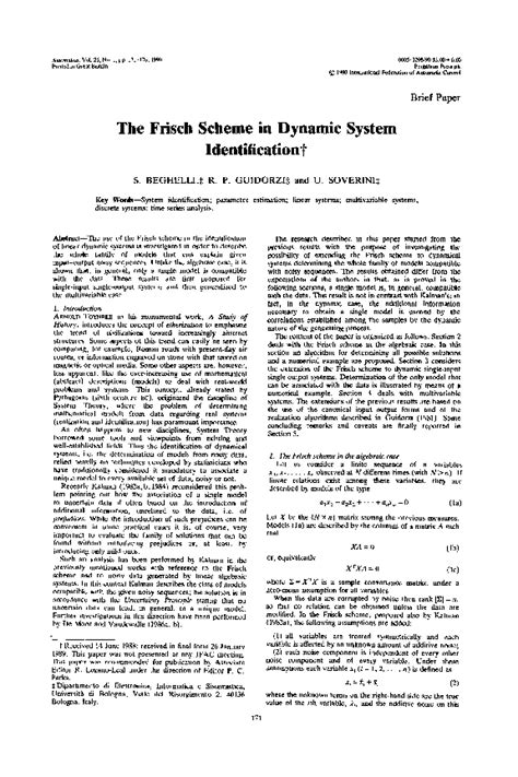Pdf The Frisch Scheme In Dynamic System Identification