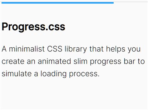 Slim Progress Bar With Csscss3 Progresscss Css Script