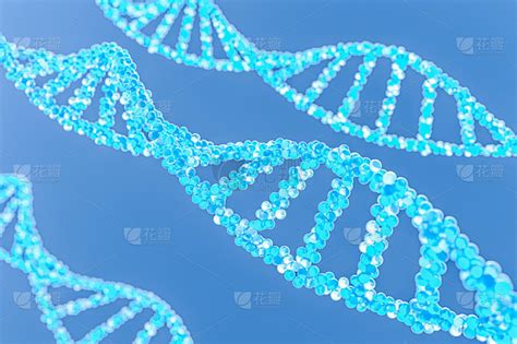 3d渲染，蓝色背景的dna