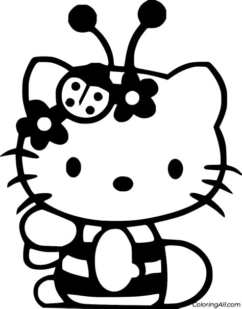 Hello Kitty With A Ladybug Coloring Page Coloringall