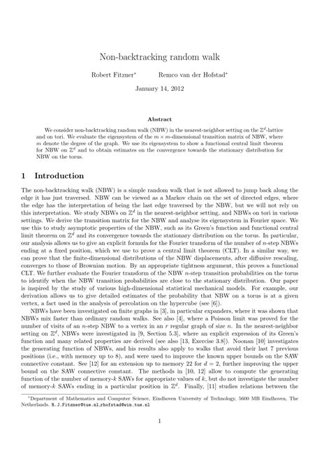 Pdf Non Backtracking Random Walk