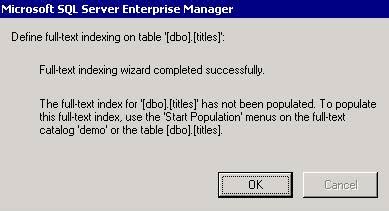 Full Text Search On SQL Part Database Journal