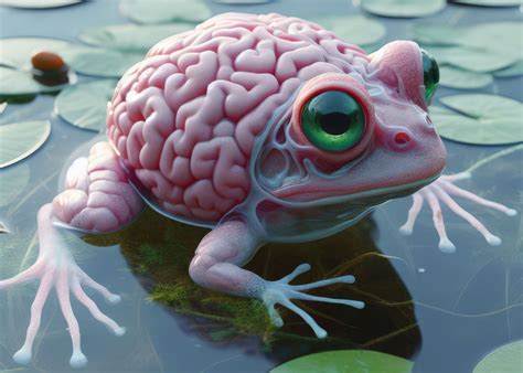 Brain Frog In Pond 2 Poster Picture Metal Print Paint By Ricardo