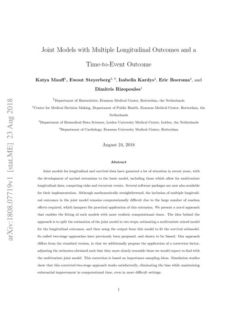Joint Models With Multiple Longitudinal Outcomes And A Time To Event Outcome Deepai