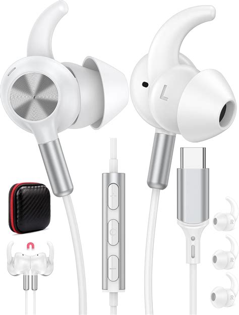 Guajde Usb Type C Headphone 5ft Wired Earbuds Anti Loose Wingtip Noise Canceling In Ear Earphone