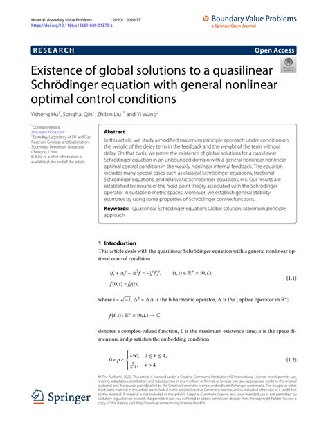 Pdf Existence Of Global Solutions To A Quasilinear Schrödinger