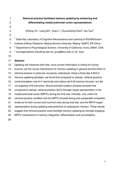 Pdf Retrieval Practice Facilitates Memory Updating By Enhancing And Differentiating Medial