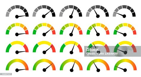 속도계 게이지 미터 아이콘입니다 벡터 스케일 성능 수준 속도 표시기 위험 게이지 점수 진행 상황에 대한 인포그래픽 신용점수에 대한 스톡 벡터 아트 및 기타 이미지 Istock