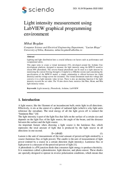Pdf Light Intensity Measurement Using Labview Graphical Programming Environment